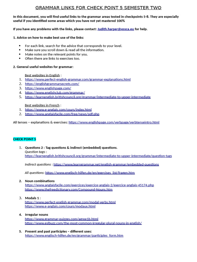 S2 Grammar Links For Checkpoint 5 - Document 3 | PDF