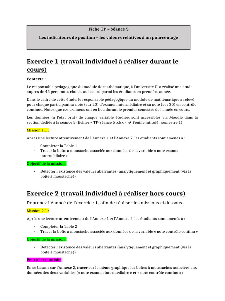 Fiche - TP - Séance 5 | PDF