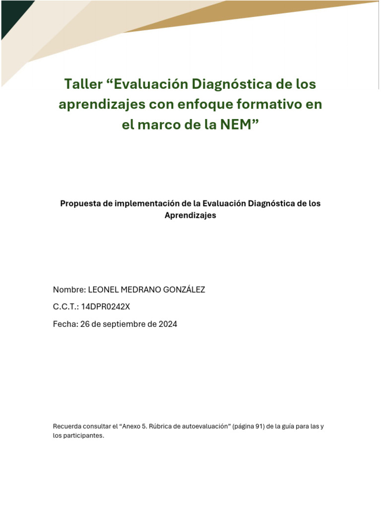 Cuadernillo Taller Evaluación Diagnóstica De Los Aprendizajes Con 2042
