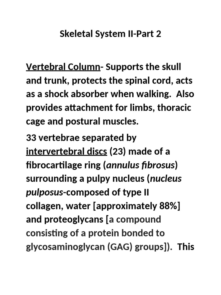 Skeletal System II-Part 2 | PDF