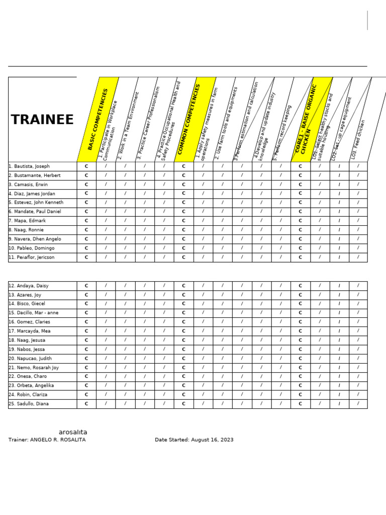 ROSALITA Progress Chart | PDF