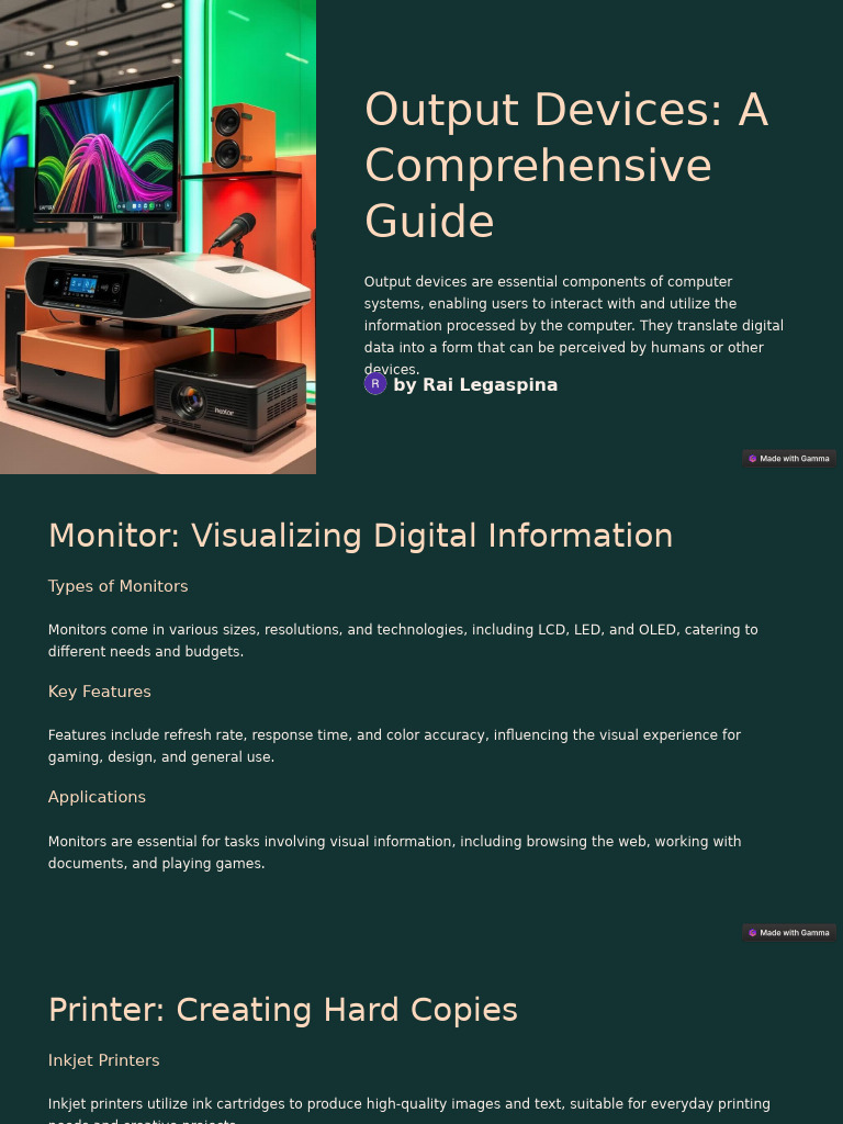 Output Devices A Comprehensive Guide | PDF