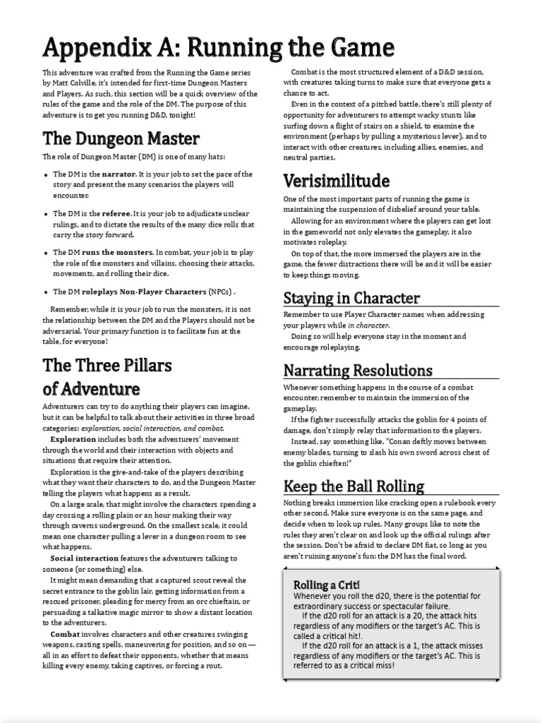 Quick Rules Reference - GM Binder | PDF