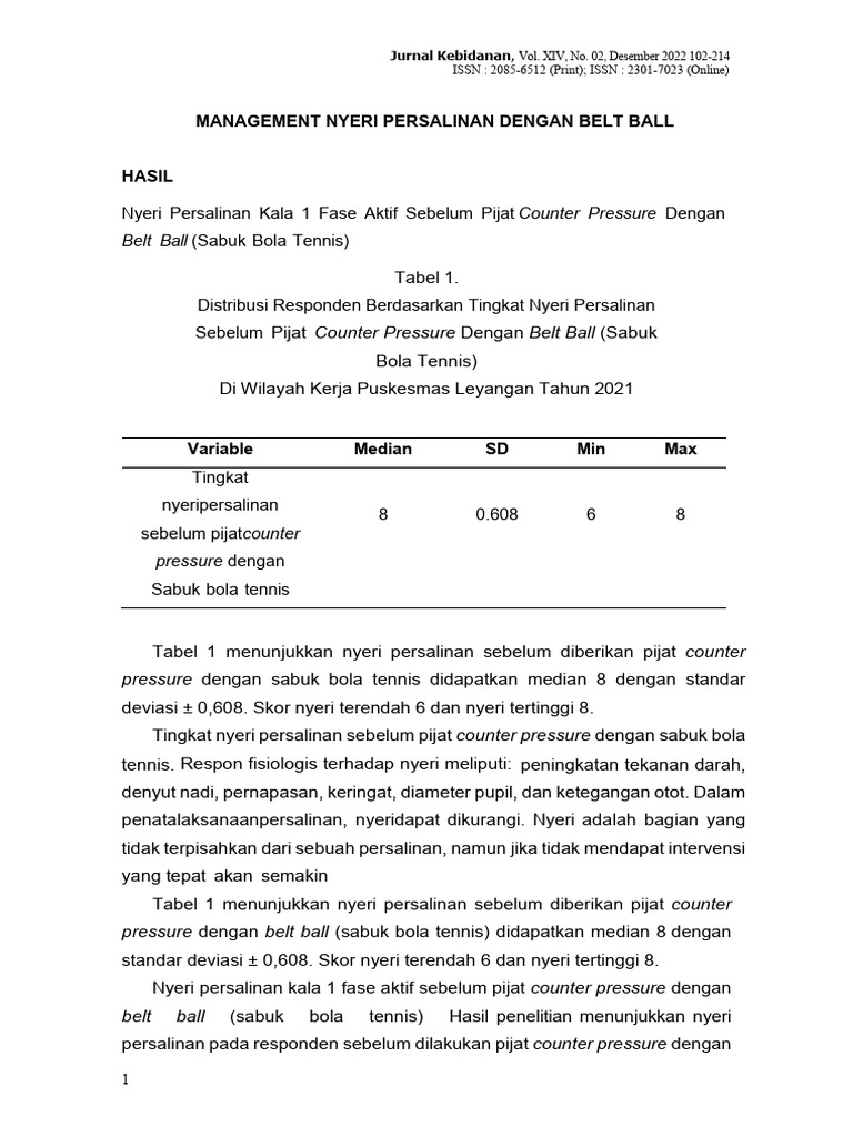 JURNAL HASIL BELT BALL | PDF