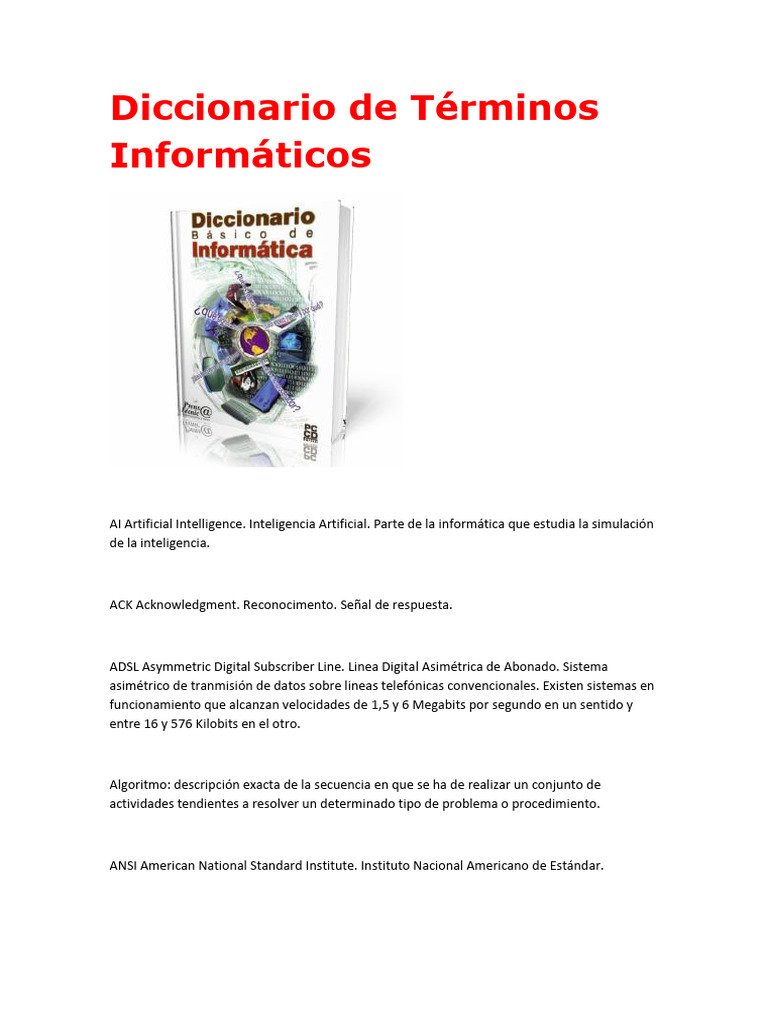 Diccionario de Términos Informáticos | PDF | Red de computadoras | Internet
