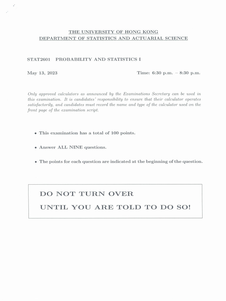 Do Not Turn Over Until You Are Told To Do So! | PDF