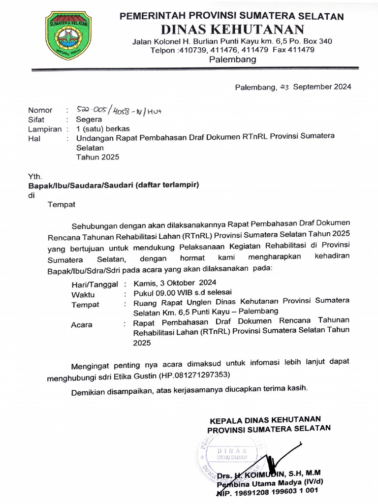 Undangan Rapat 3 Okt 2024 RHL | PDF