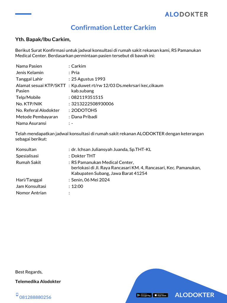 Booking Confirmation Letter WsZar8 2ODOTOHS | PDF