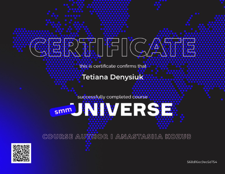 Certificate For Tetiana Denysiuk 2 | PDF