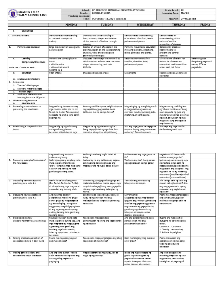 DLL_MAPEH 3_Q2_W2- final | PDF