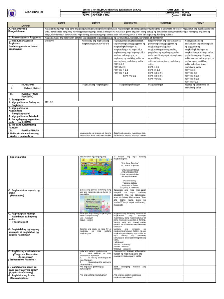 DLL-Q1 FIL4 Week1 Final | PDF