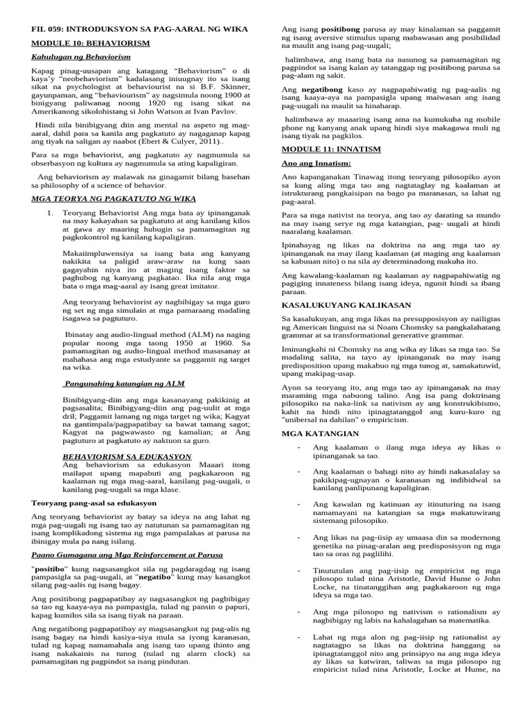 Fil 059 p2 Reviewer | PDF