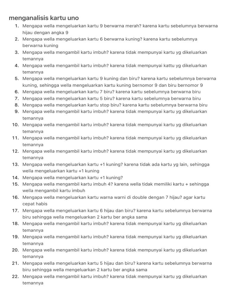 menganalisis kartu uno | PDF