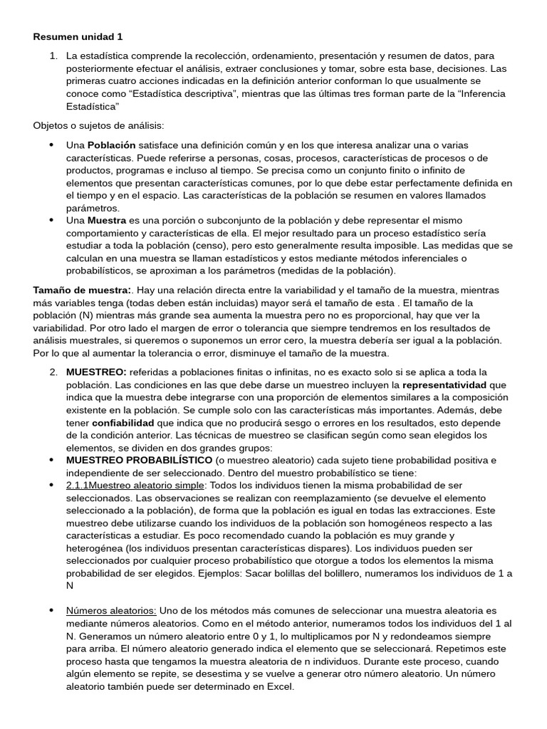 Resumen Unidad 1 Prob | PDF