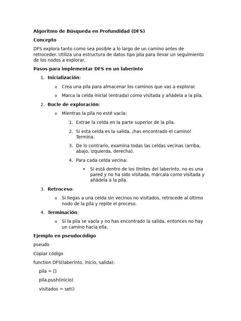 Algoritmo de Búsqueda en Profundidad | PDF