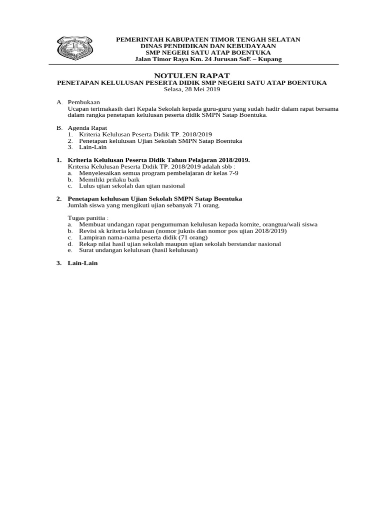 Notulen Rapat Kelulusan | PDF