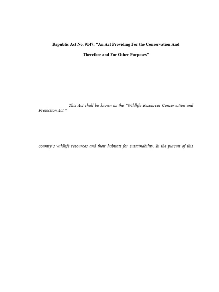 IRR To RA 9147 | PDF
