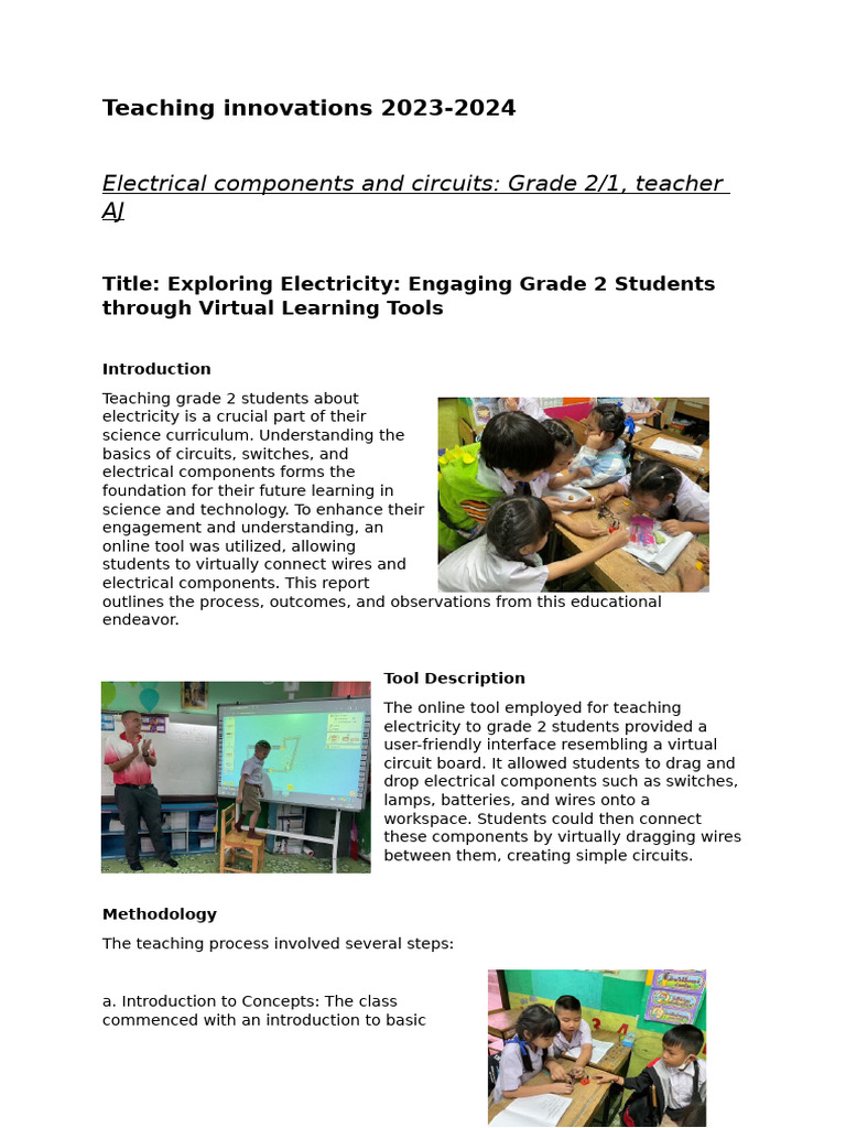 Electricity Lesson Innovation | PDF