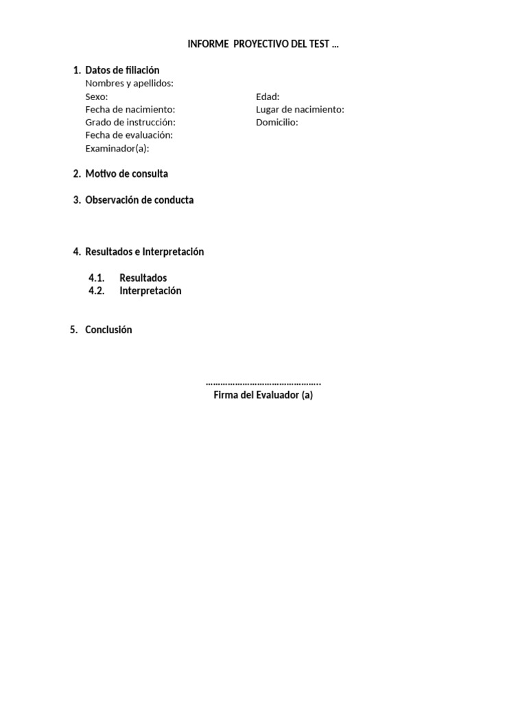 Modelo de Informe Proyectivo | PDF