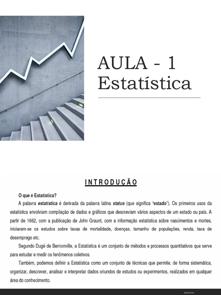 Aula 1 - Estatística 2SEM2024 | PDF