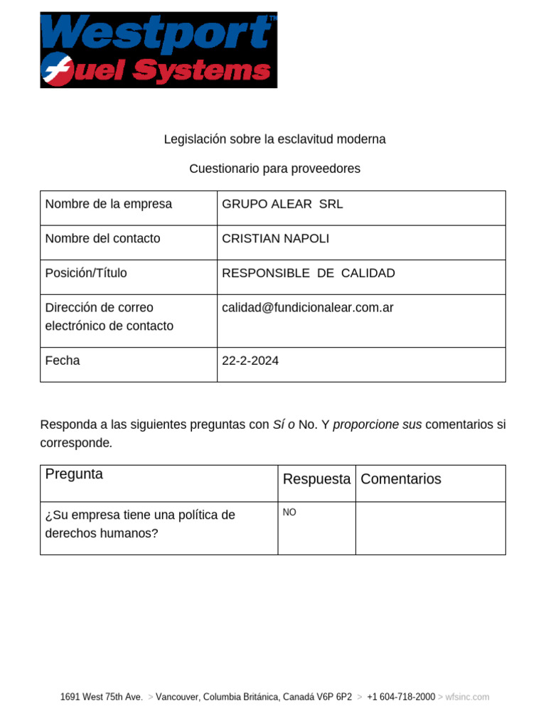 WFS Bill 211 Survey-Spanish | PDF
