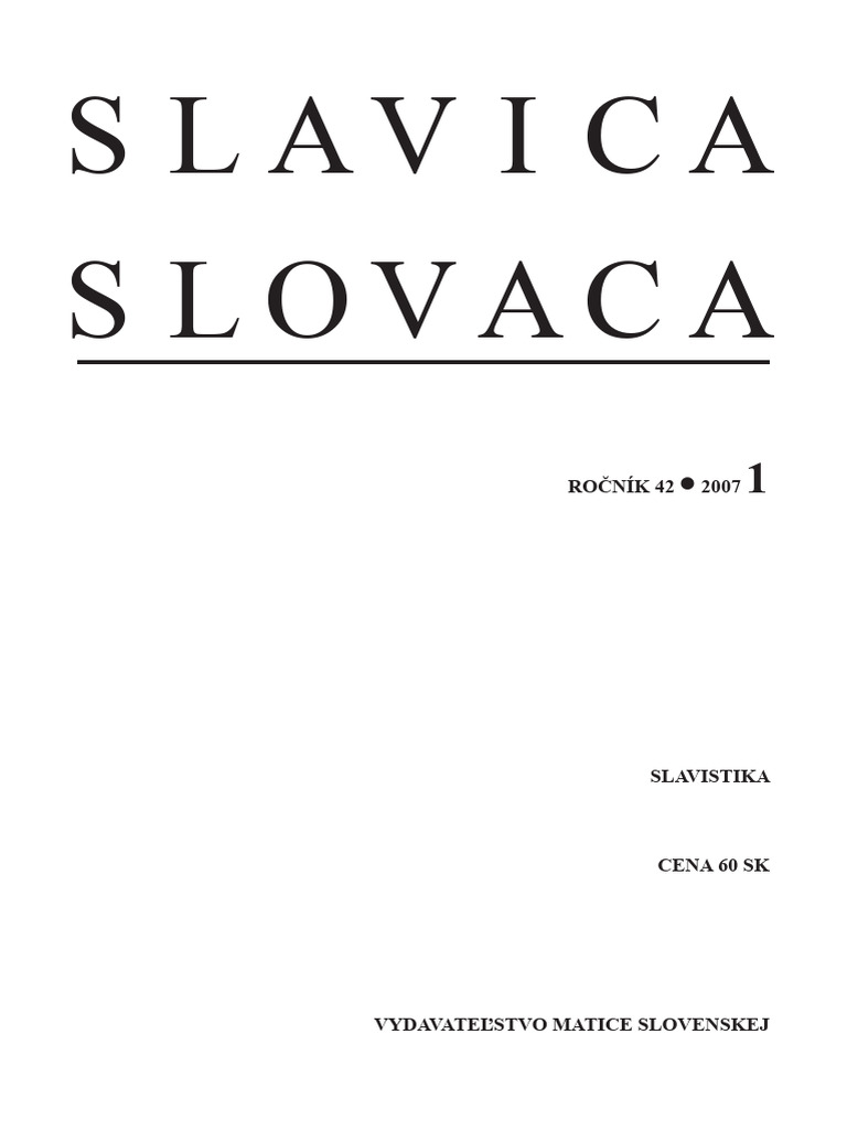 Slavica Slovaca: Ročník 42 2007 | PDF