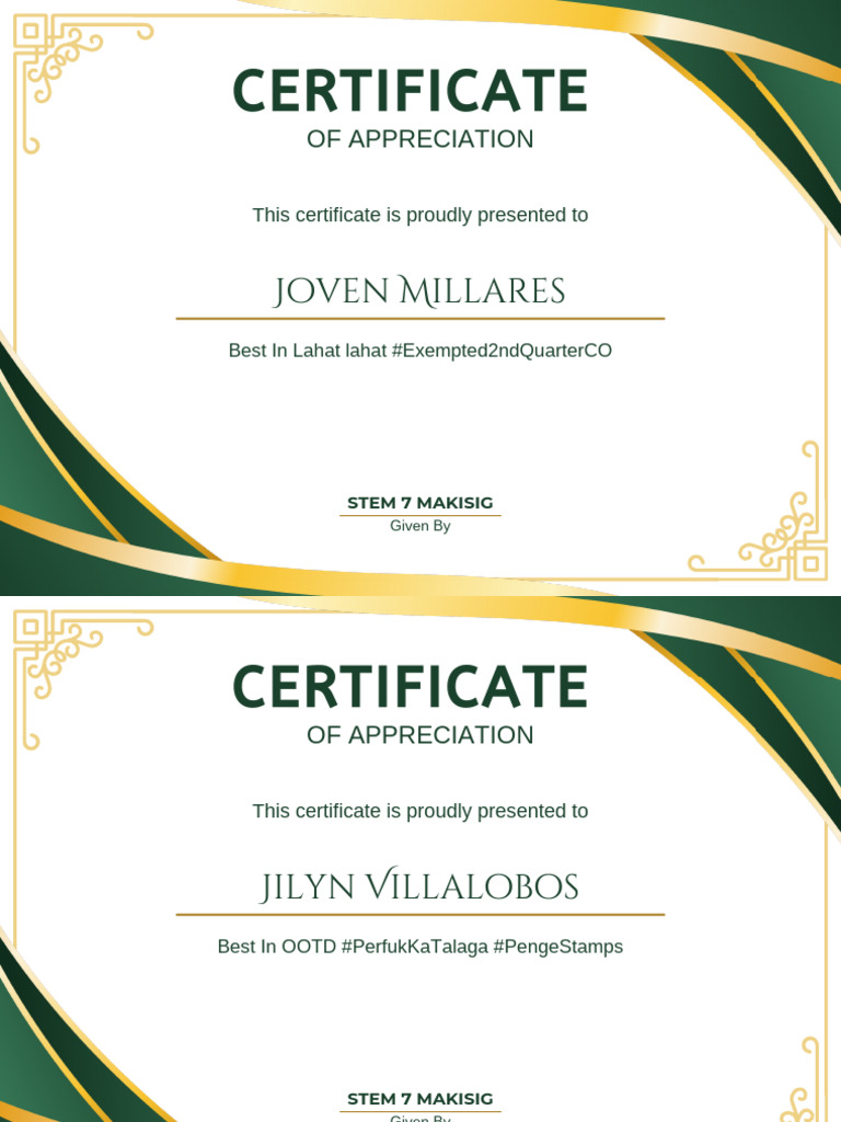 Stem 7 Teachers Certificates | PDF