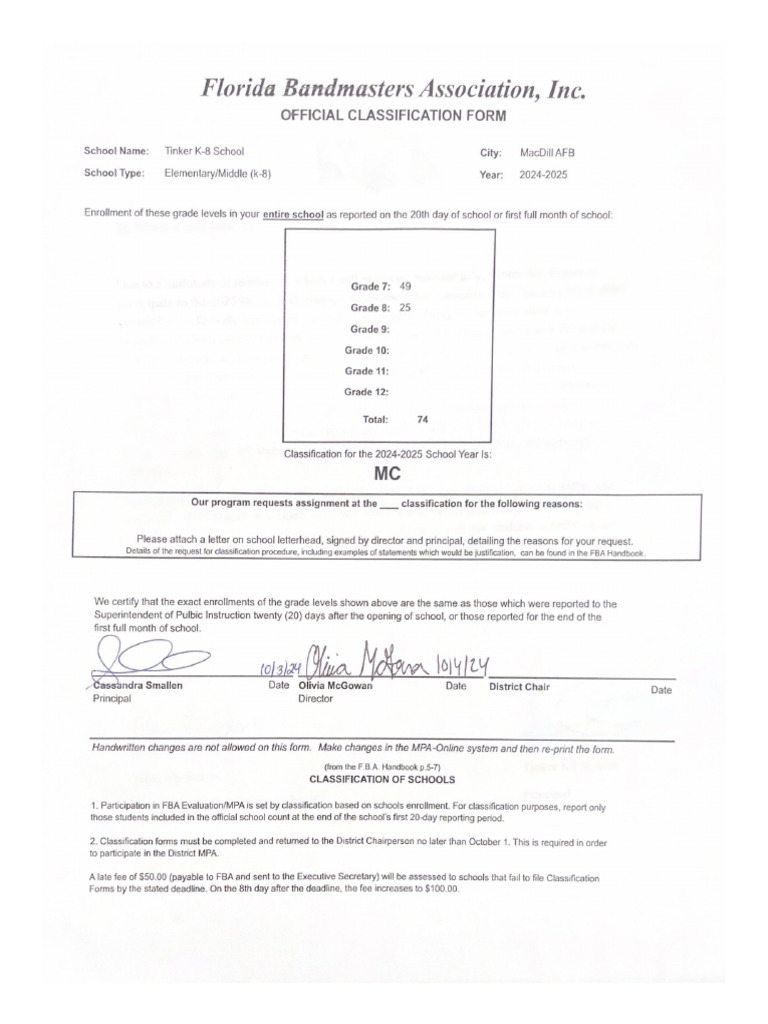 MPA Classification Form and Reclassification Request Letter | PDF