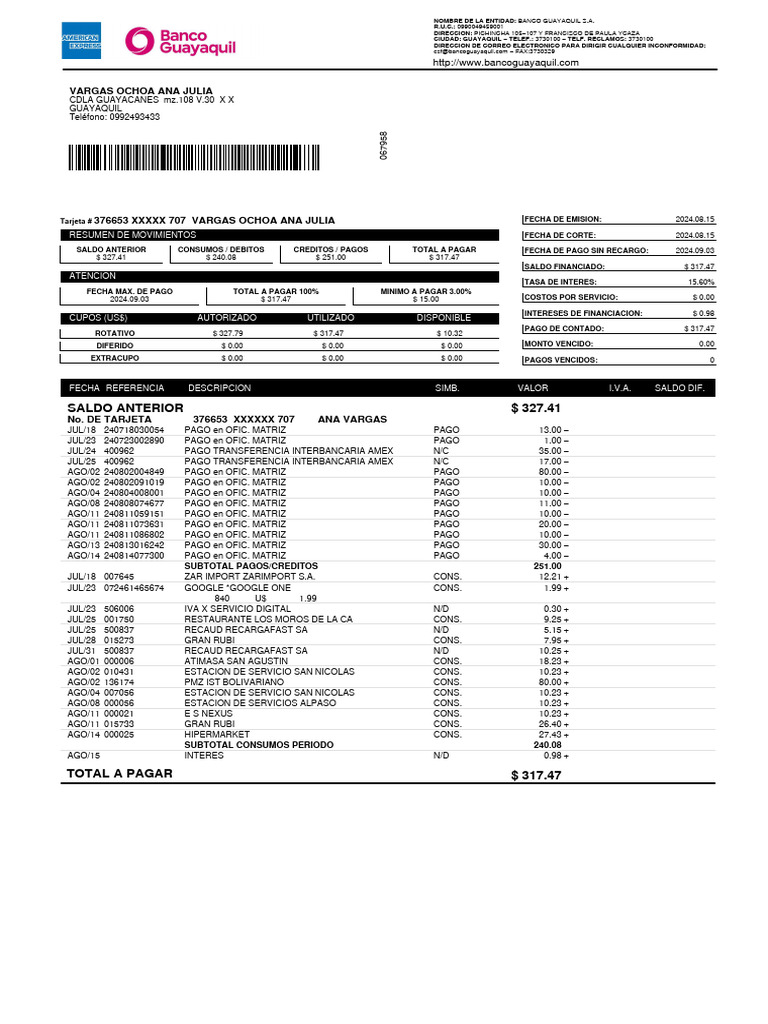 Estado de Cuenta | PDF
