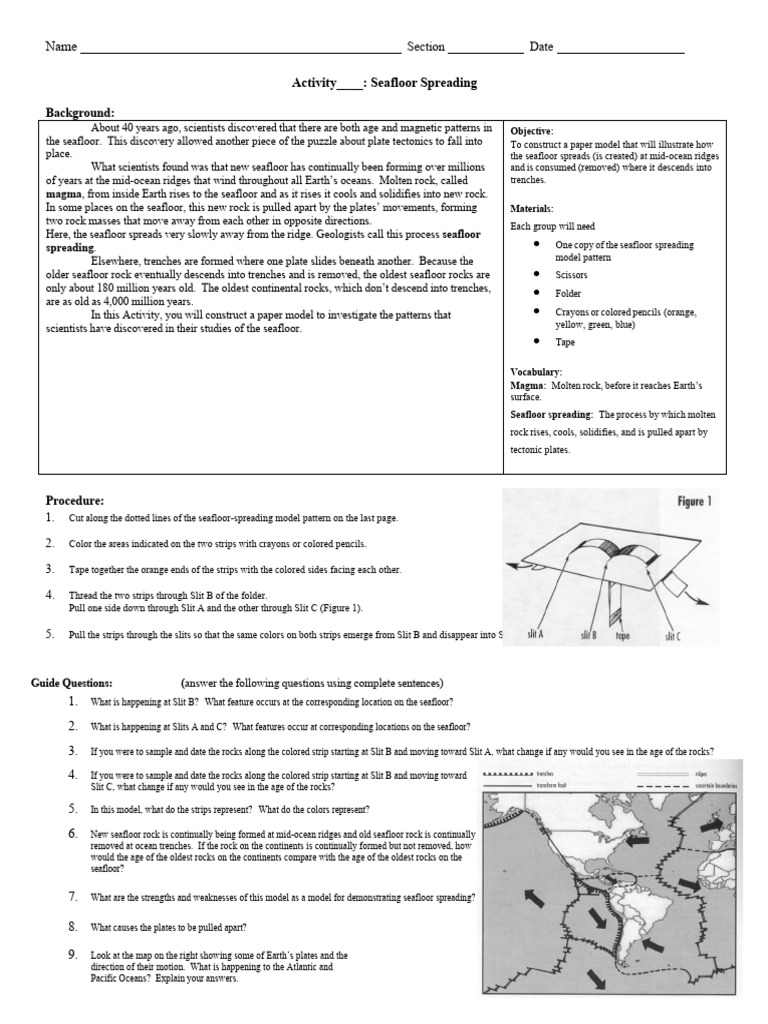 Seafloor Spreading Model Activity | PDF | Seabed | Science & Mathematics