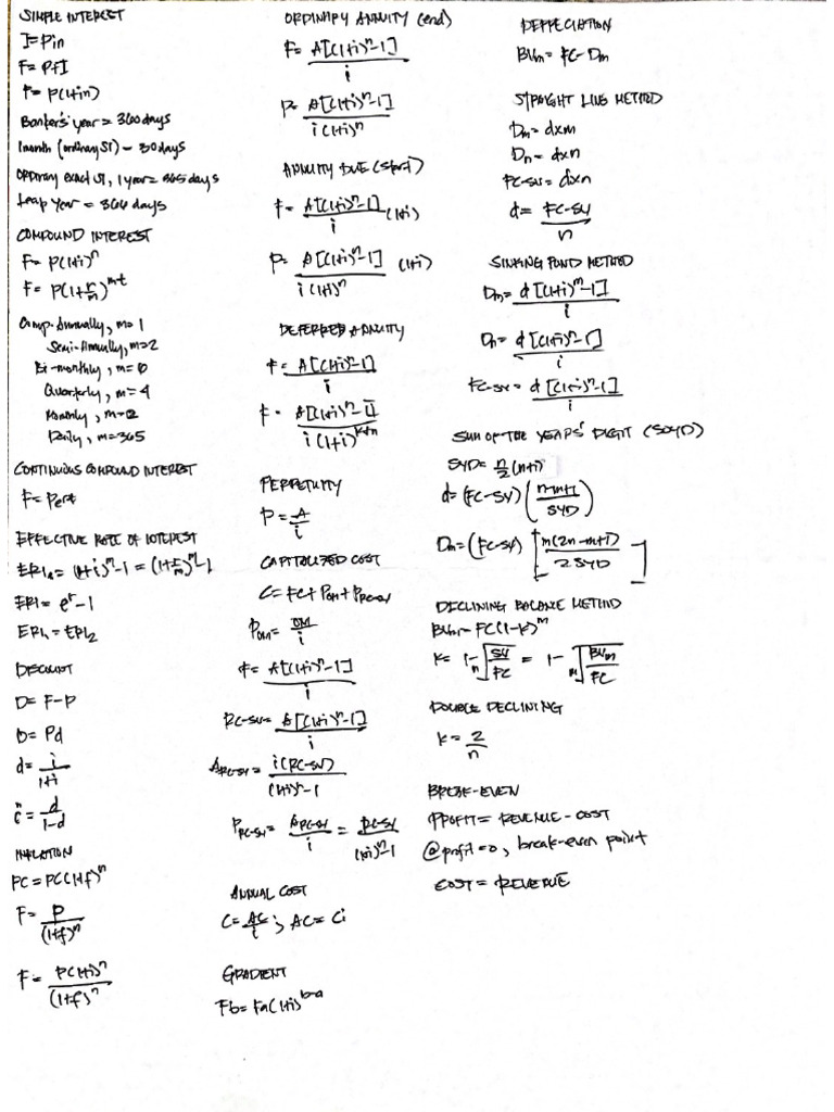 Engineering Economics Formulas | PDF