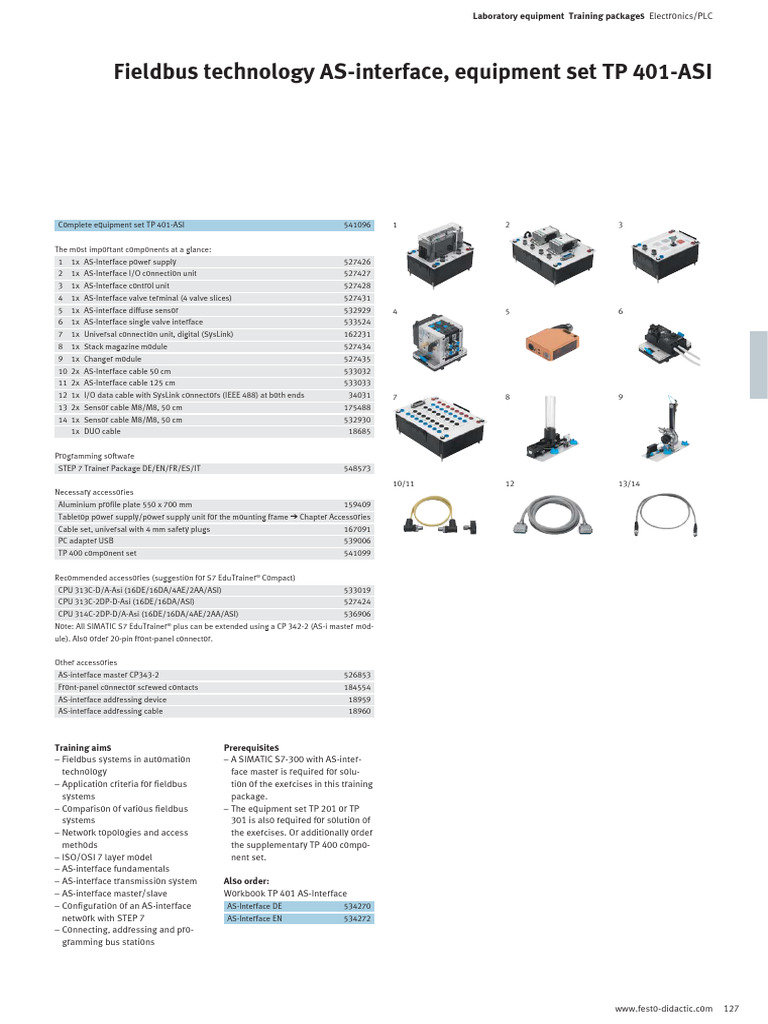 Fieldbus Technology AS-interface, Equipment Set TP 401-ASI | PDF