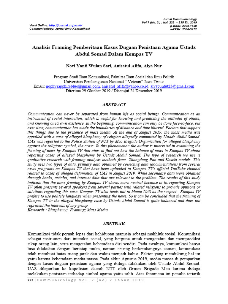 Analisis Framing Pemberitaan Kasus Dugaa | PDF