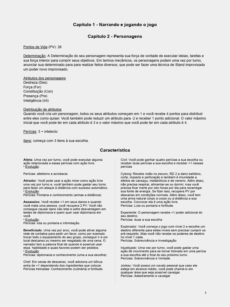 RPG Jojo Outra Ideia | PDF
