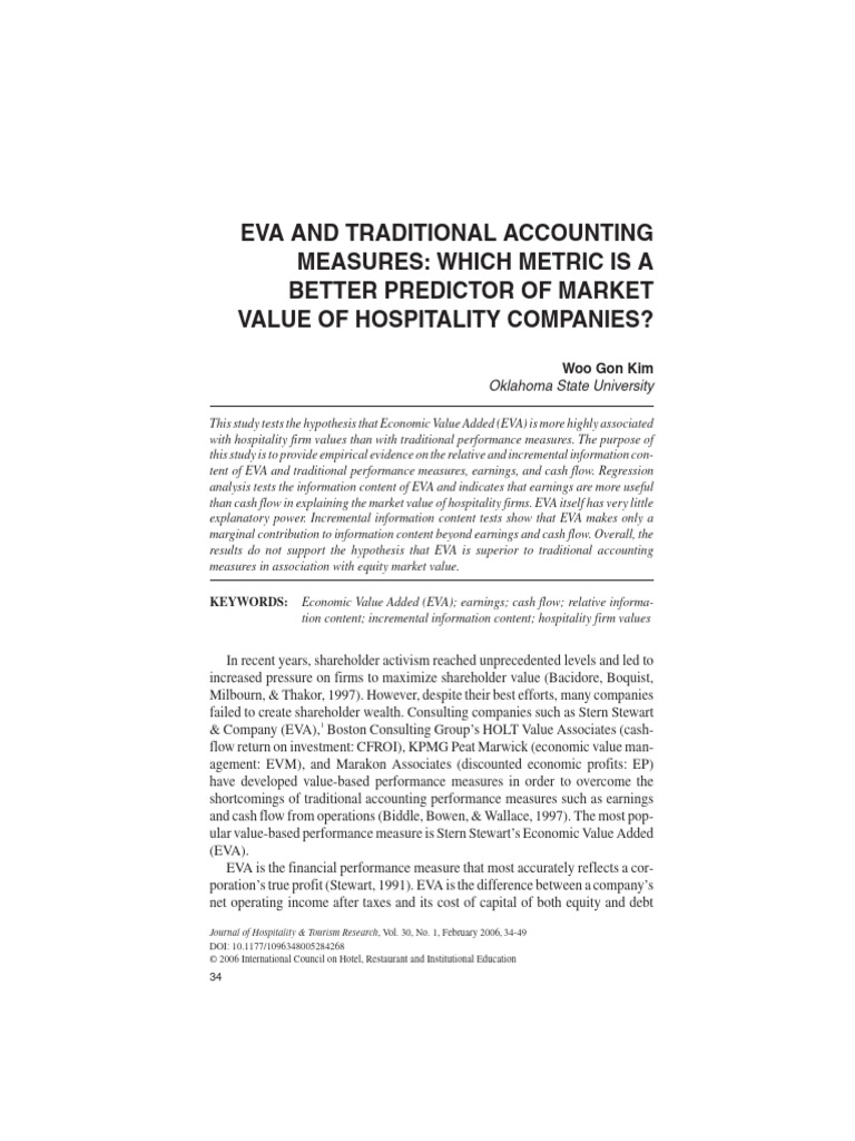 EVA vs. Traditional Metrics in Hospitality | PDF | Cost Of Capital ...