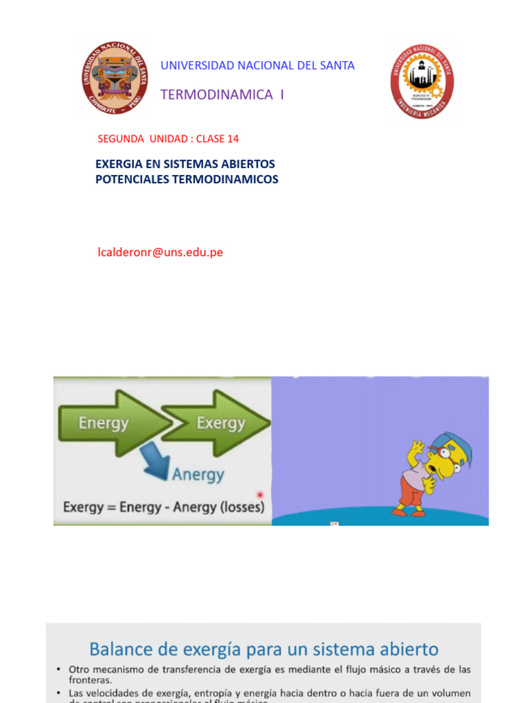 Clase14 Exergia en Sistemas Abiertos-Potenciales Termodinamicos | PDF