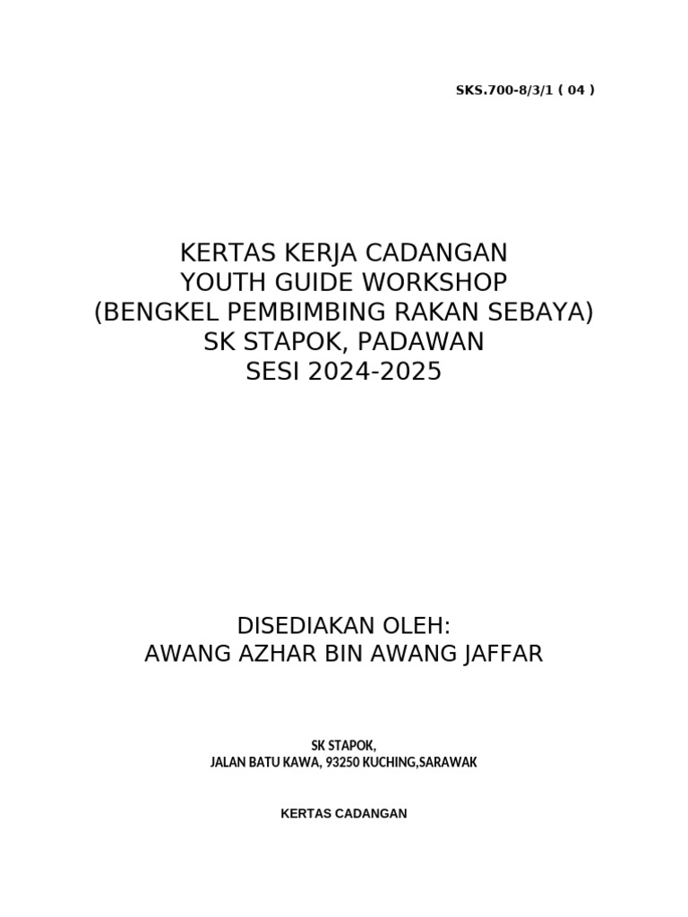 Kertas Cadangan Bengkel PRS 2024 | PDF