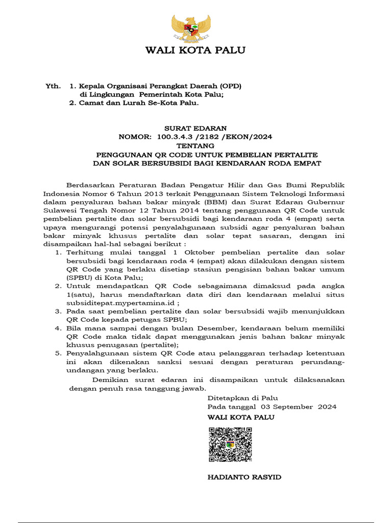 surat edaran penggunaan QR code | PDF
