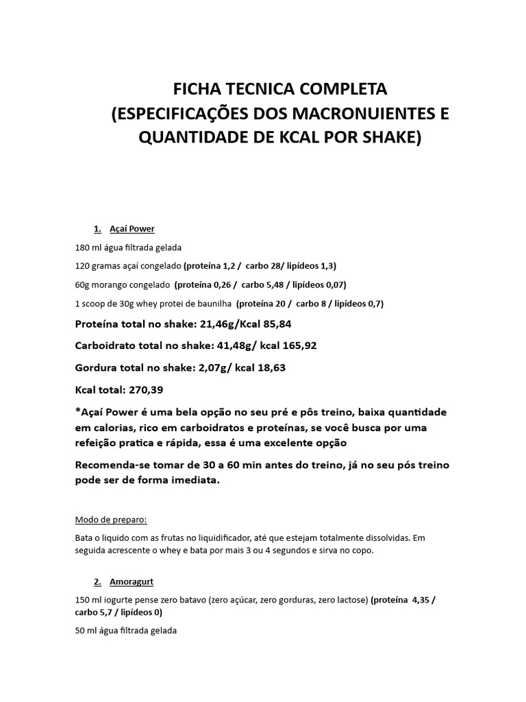 Ficha - Tecnica - Shakes (1) Completa | PDF