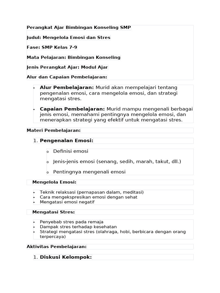 modul ajar stress | PDF