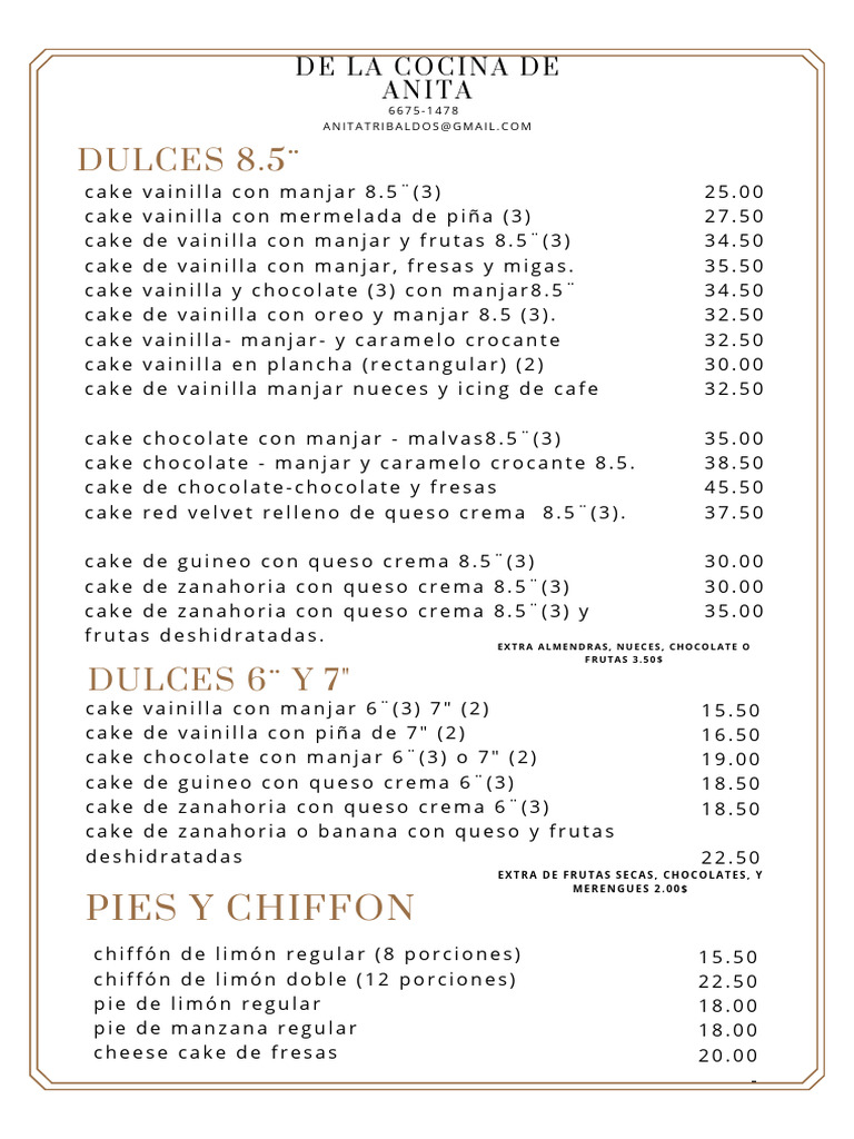 2024 - de La Cocina de Anita Menu 3 | PDF | Cocina occidental | Cocina ...