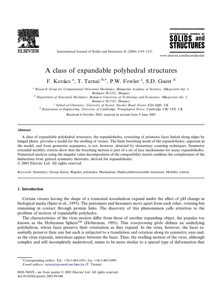 A Class of Expandable Polyhedral Structures | PDF