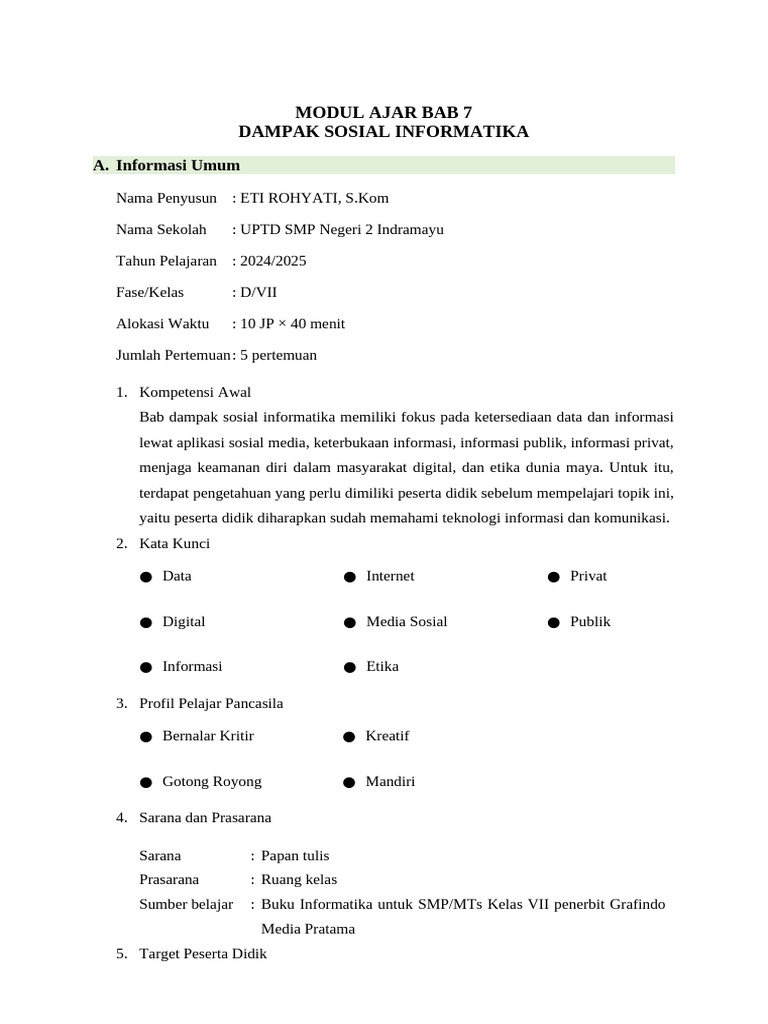 13. Modul Ajar Bab 7 | PDF