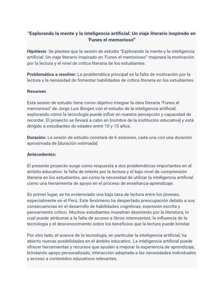 Explorando La Mente y La Inteligencia Artificial - Un Viaje Literario Inspirado en 'Funes El ...