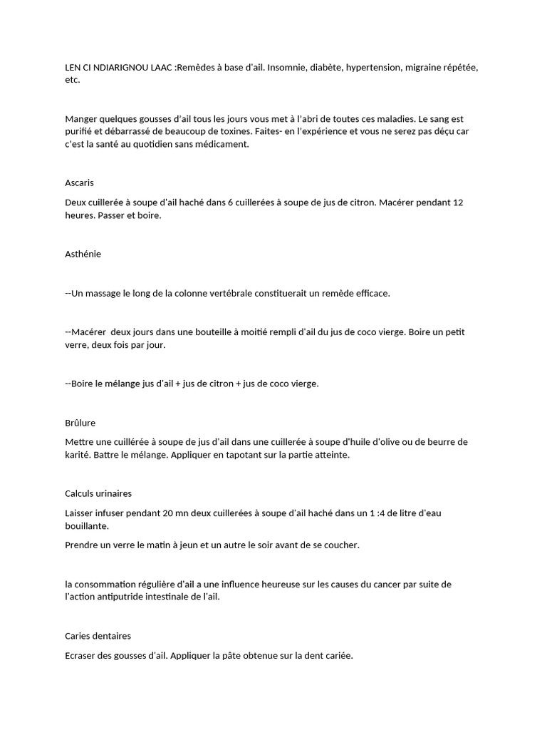 Vertus de L'ail | PDF