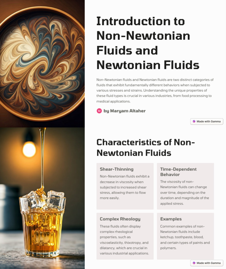 Introduction To Non Newtonian Fluids and Newtonian Fluids | PDF