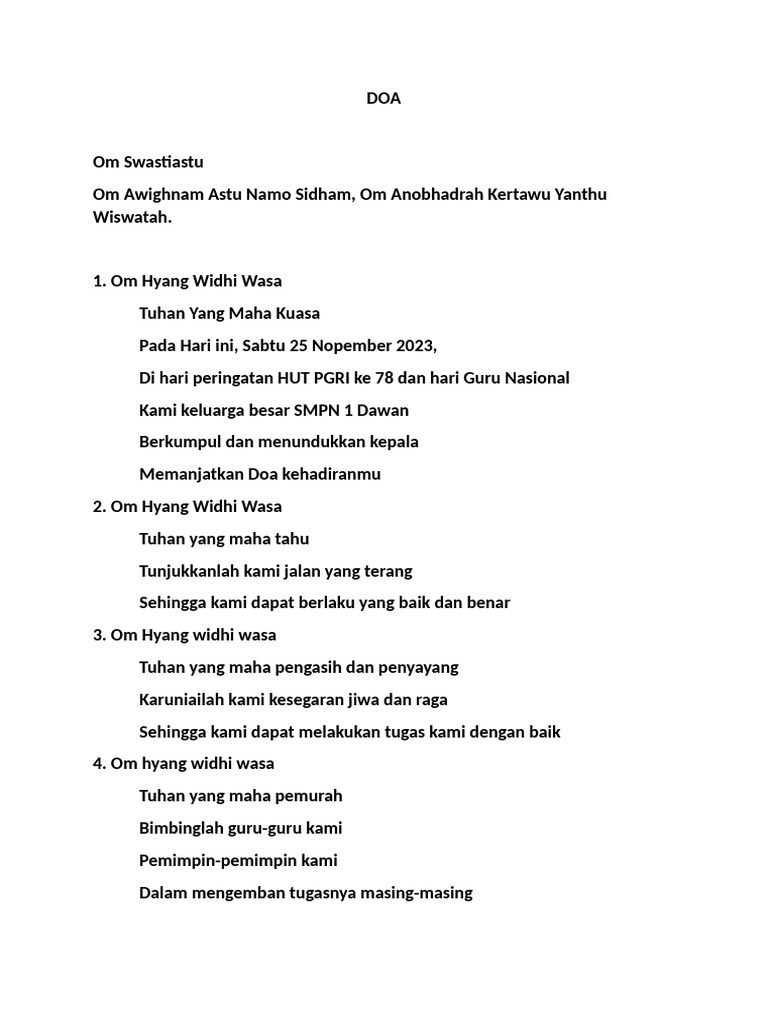 DOA HUT PGRI Ke 78 | PDF