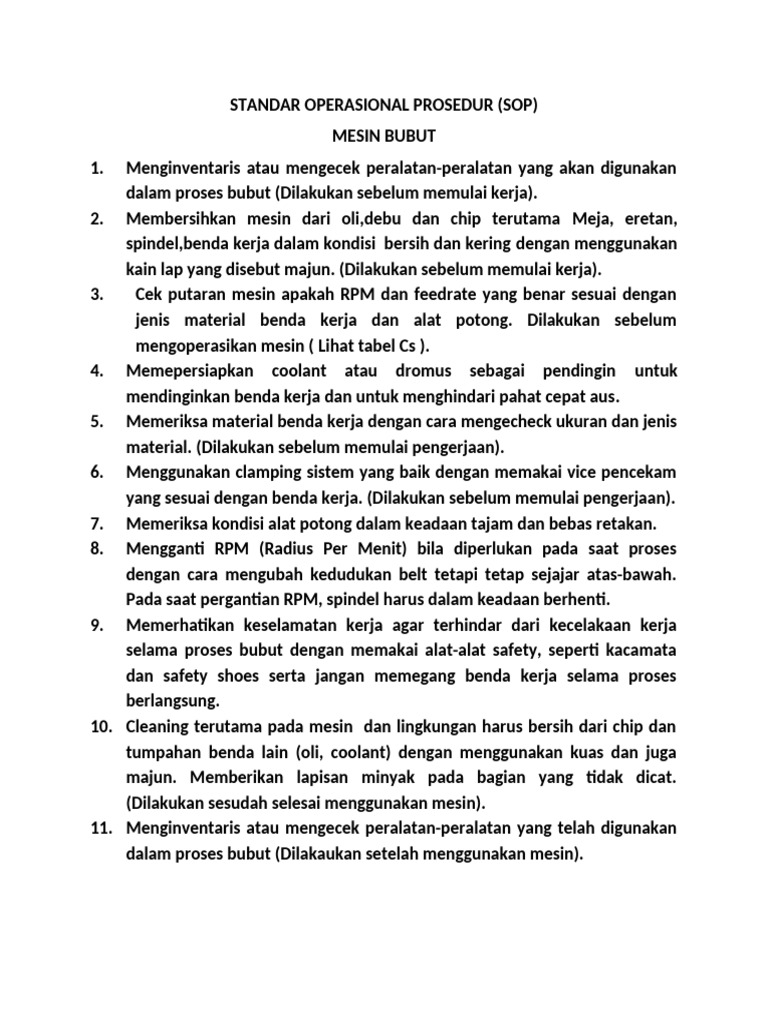 Sop Bubut | PDF