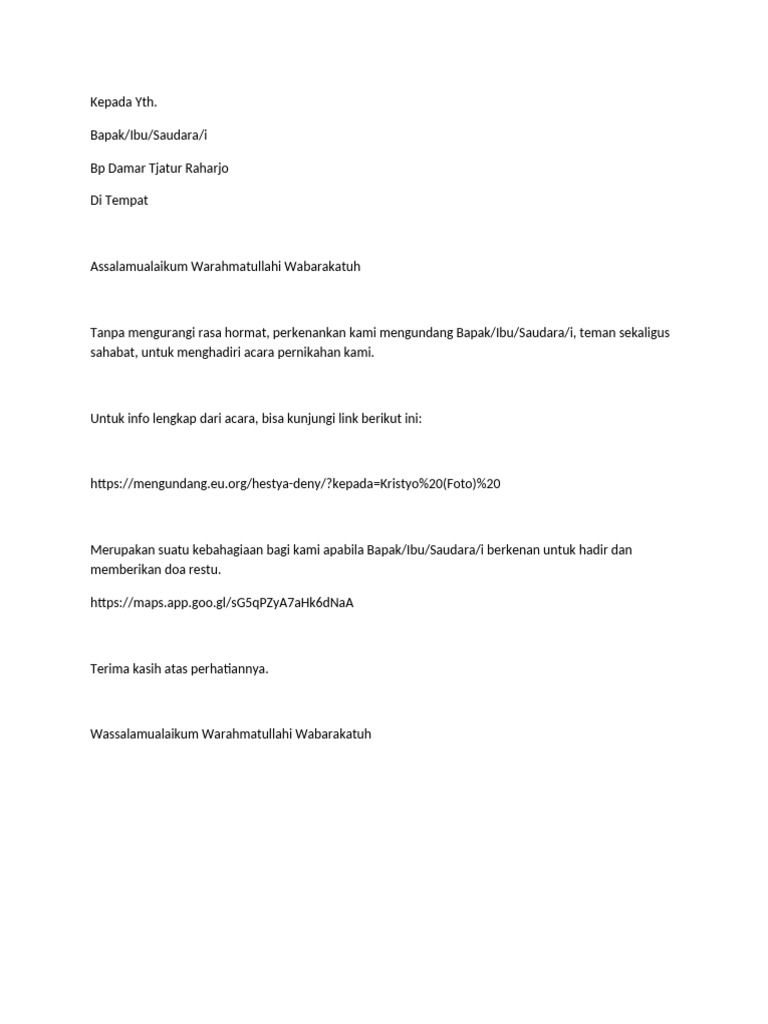 Undangan Kepada Yth | PDF