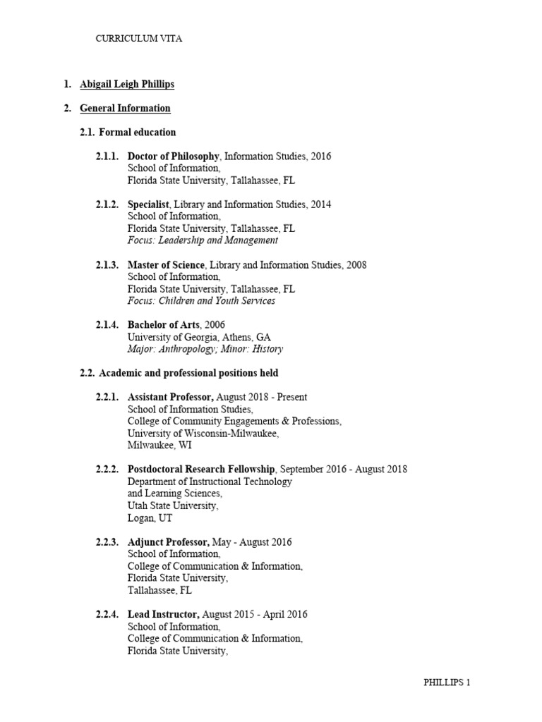 CV Abigail Leigh Phillips | PDF